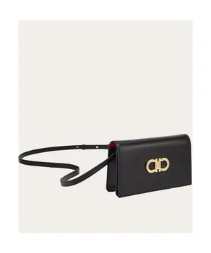 FERRAGAMO Double Gancini Mini Shoulder Bag - Black