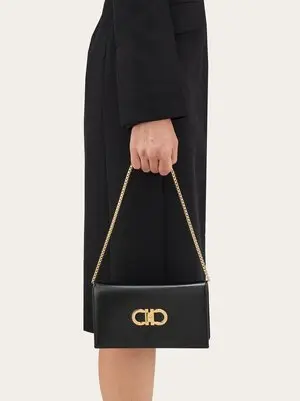 FERRAGAMO Double Gancini Mini Shoulder Bag - Black