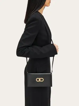 FERRAGAMO Double Gancini Mini Shoulder Bag - Black
