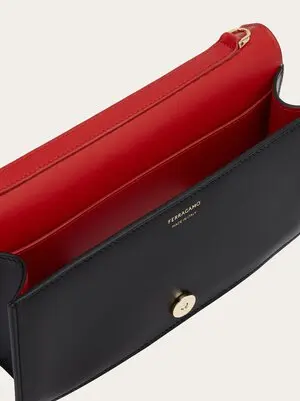 FERRAGAMO Double Gancini Mini Shoulder Bag - Black