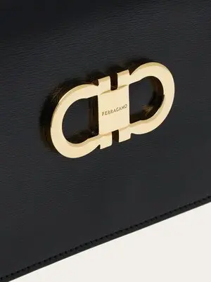 FERRAGAMO Double Gancini Mini Shoulder Bag - Black