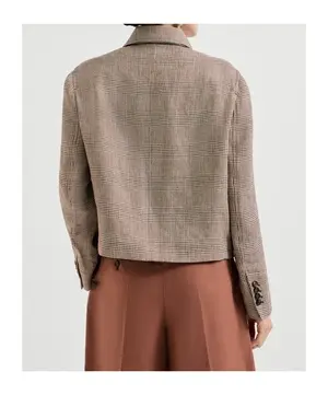 Brunello Cucinelli Prince Of Wales Plaid Blazer - Nude