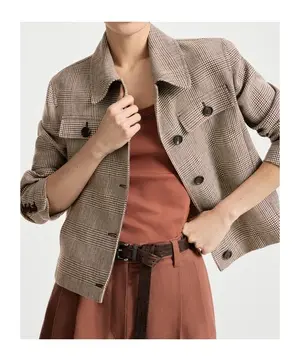 Brunello Cucinelli Prince Of Wales Plaid Blazer - Nude