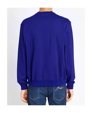 Versace Embroidered Long Sleeve Sweater - Blue