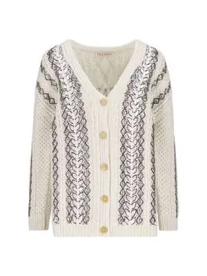 Valentino Garavani Sequin Embellished V-neck Button-up Cardigan