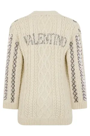 Valentino Garavani Sequin Embellished V-neck Button-up Cardigan