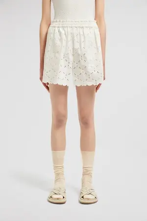 Moncler Broderie Anglaise Shorts - White