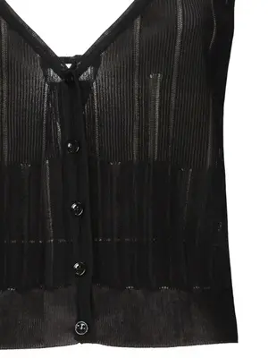 Saint Laurent Striped V-neck Knitted Tank Top