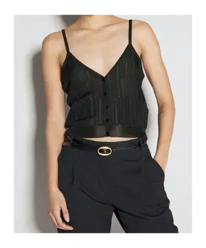 Saint Laurent Striped V-neck Knitted Tank Top