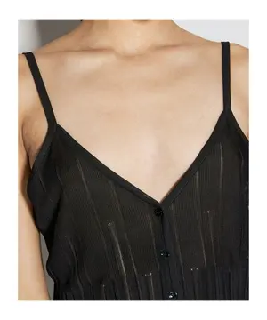 Saint Laurent Striped V-neck Knitted Tank Top