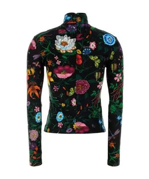 Gucci Printed Sparkling Jersey Turtleneck Top