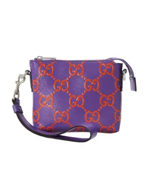 Gucci Printed Embossed Small Shoulder Bag - Purple