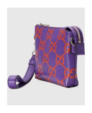 Gucci Printed Embossed Small Shoulder Bag - Purple