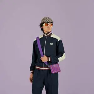 Gucci Printed Embossed Small Shoulder Bag - Purple