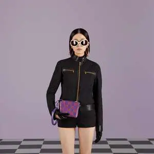 Gucci Printed Embossed Small Shoulder Bag - Purple