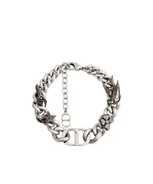 Dior Chain Link Bracelet With Embellishments - White