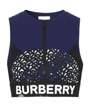Burberry Tb Monogram Print Crewneck Cropped Top - Blue