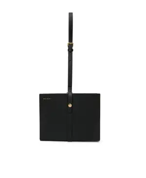 Marni Calf Leather Clutch Bag With Ring Strap