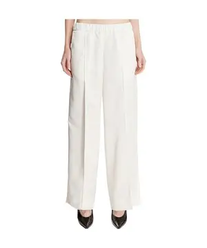 JIL SANDER Elastic Waist Trousers With Center Crease - White