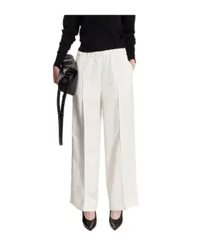 JIL SANDER Elastic Waist Trousers With Center Crease - White