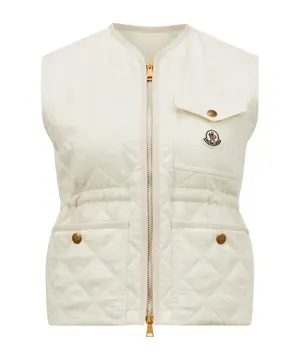 Moncler Vigny Diamond-quilted Padded Gilet - Beige