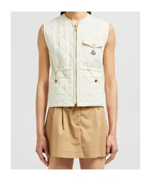 Moncler Vigny Diamond-quilted Padded Gilet - Beige