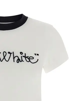 Off-White Logo Detailed Crewneck T-shirt - White