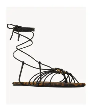 Saint Laurent Babylone Logo Plaque Sandals - Black