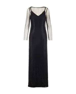 Max Mara Long Sleeve Mesh Detail Dress
