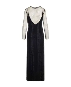 Max Mara Long Sleeve Mesh Detail Dress