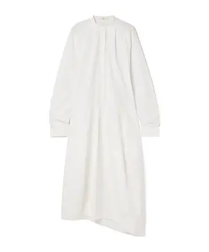 Tibi Asymmetric Pleated Cotton-poplin Midi Shirt Dress - White