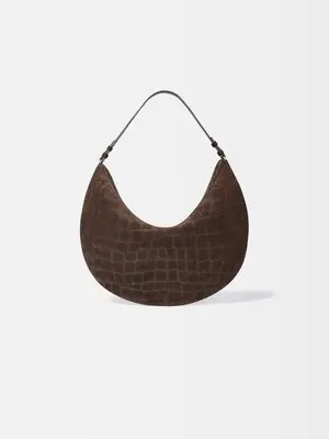 Jacquemus Ovalo Logo Embossed Shoulder Bag - Dark Brown