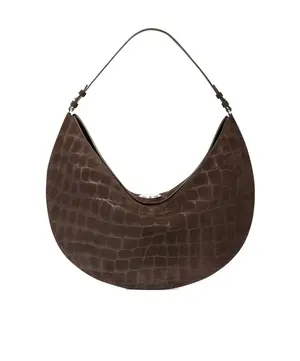 Jacquemus Ovalo Logo Embossed Shoulder Bag - Dark Brown