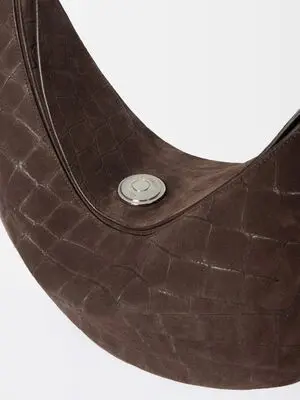 Jacquemus Ovalo Logo Embossed Shoulder Bag - Dark Brown