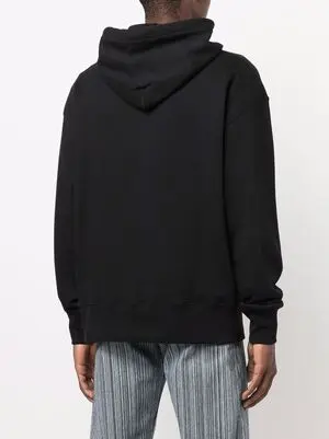 MSGM Logo Printed Drawstring Hoodie - Black
