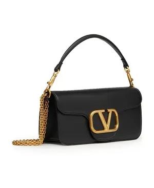 Valentino Garavani Vlogo Signature Foldover Shoulder Bag - Black