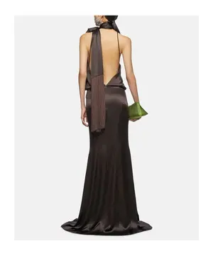 Attico Backless Maxi Dress With Tassel Detail