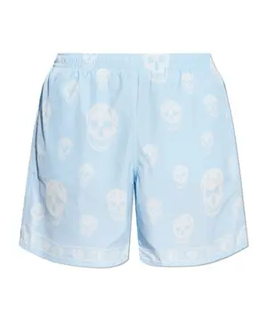 Alexander McQueen Skull Print Swim Shorts - Blue