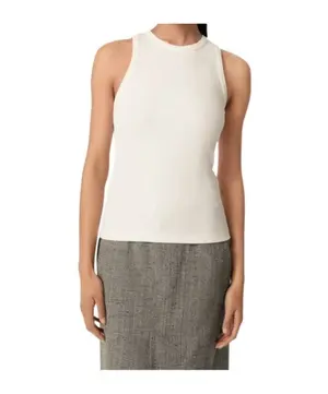 Bottega Veneta Cotton Rib Jersey Tank Top - Chalk