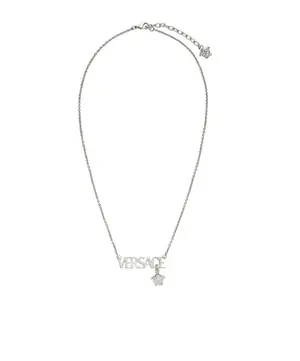 Versace Versace Logo Lettering Medusa Pendant Necklace Silver