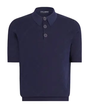 Dolce & Gabbana Dolce Gabbana Monogram Jacquard Polo Shirt - Black