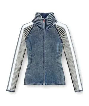 DIESEL® M-estrella High-neck Jacket With Sporty Stripes - Blue/white