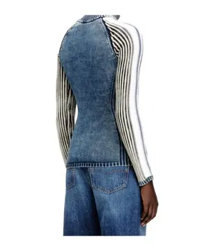 DIESEL® M-estrella High-neck Jacket With Sporty Stripes - Blue/white