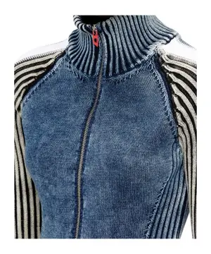 DIESEL® M-estrella High-neck Jacket With Sporty Stripes - Blue/white