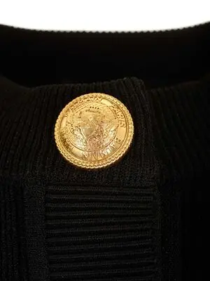 Balmain Logo Button Knitted Sweater - Black