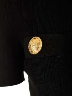 Balmain Logo Button Knitted Sweater - Black