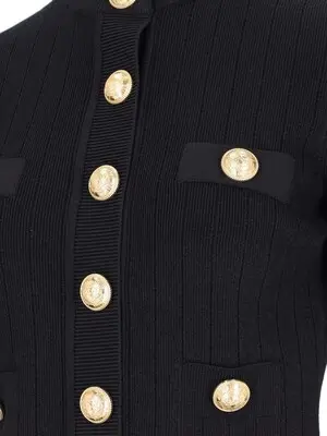 Balmain Logo Button Knitted Sweater - Black