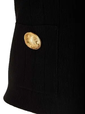 Balmain Logo Button Knitted Sweater - Black
