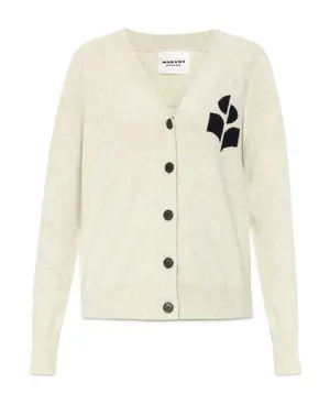 Isabel Marant Étoile Karin Logo Intarsia Knitted Cardigan - White