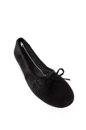 Balenciaga Faux Satin Ballet Flats With Bow Detail